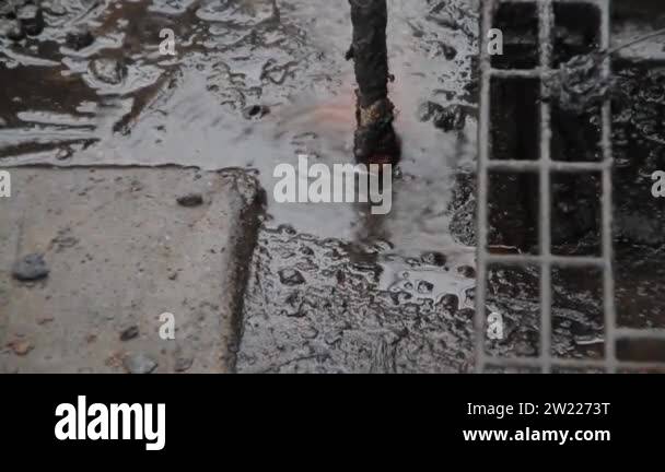 Steam emiting from pressure relief valve into dirty contamined and ...