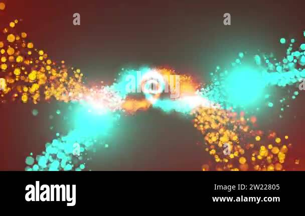 Twisting into a spiral of sparkling particles. 3D rendering particles of rotation, computer ...