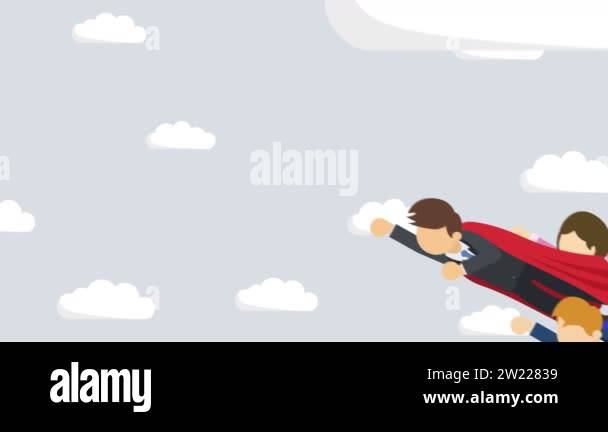 Superhero business team flying in suit and cape. Business leadership ...
