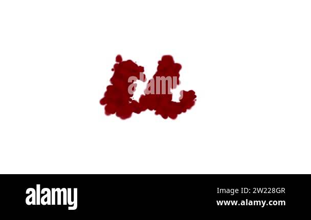 Blood alphabet concept, letter u appears in center and fades away with ...