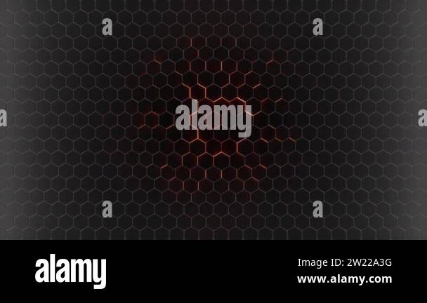 Animation movement of red hexagons with wave movements, honeycomb with offset effect. Red ...