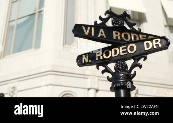 World famous Rodeo Drive symbol, Cross Street Sign, Intersection in ...
