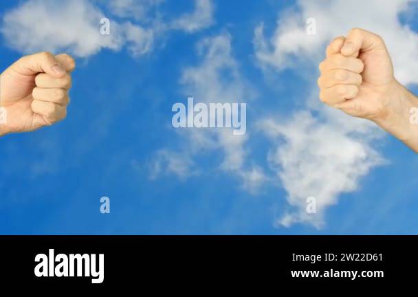 rock paper scissors hand game two hands bottom side view Stock Video ...