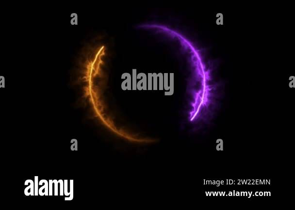 Animated Orange light and purple light Running is circle on black ...