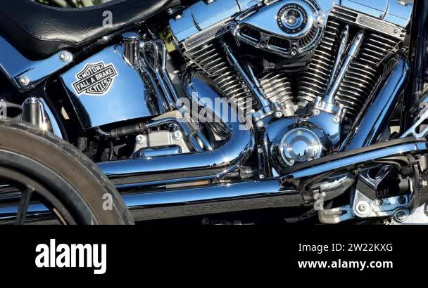 Menton, France - January 12, 2020: Harley Davidson Engine Close Up ...