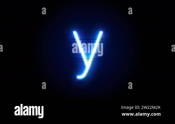 Neon font letter Y lowercase appear in center and disappear after some ...