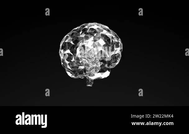 3d model of human brain abstract geometric composition from chaotic ...