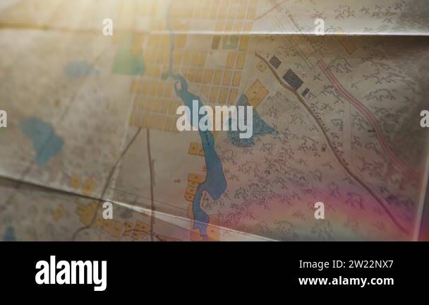 Close-up of outline map details. Stock footage. Details of marked area ...