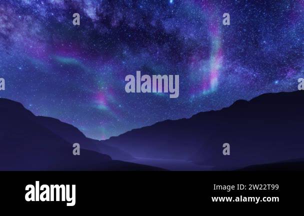 Fantastic starry night sky with Milky Way galaxy stars and Aurora ...