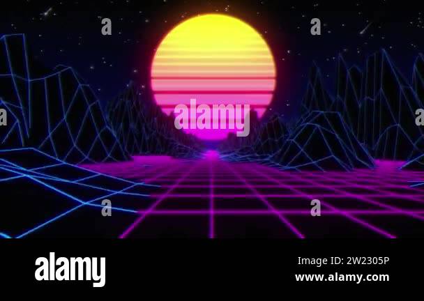 80s Synthwave Retro Background Loop Stock Video Footage - Alamy
