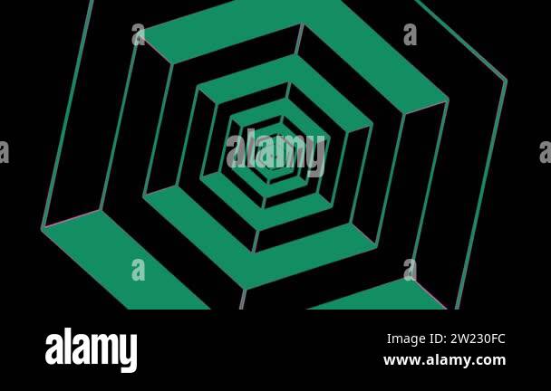 Colored graphic object on a minimal black background, which rotates ...