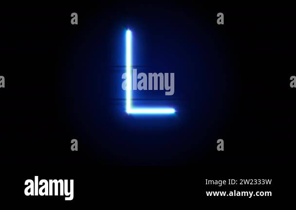 Neon font letter L uppercase appear in center and disappear after some ...