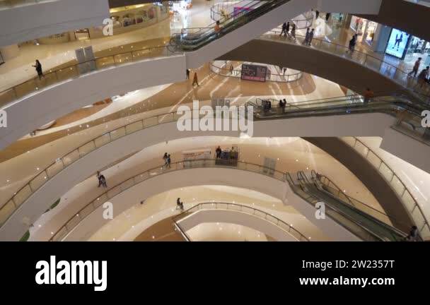 Famous shopping mall at Qingdao city downtown, China, panorama, 4k ...