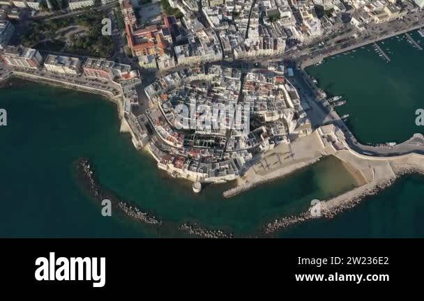 Beautiful panoramic aerial 4K video from flying drone on Molfetta ...