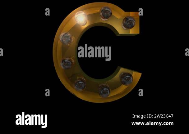 Animated Gold light bulb letters with 4 different blinking animations ...