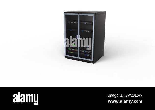 Modern server rack. Server rack. Isolated on white background. 3d ...