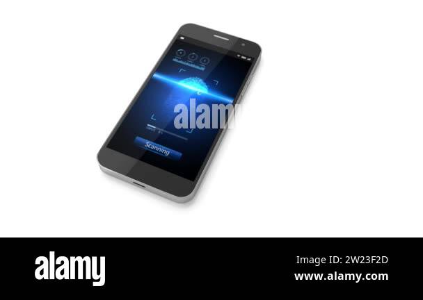 Realistic smartphone and fingerprint scanning on screen Stock Videos ...