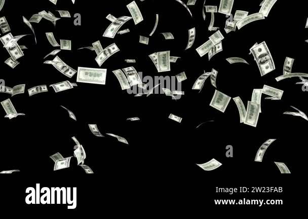 Hundred dollar bills falling from the sky - $100 cash raining down on a ...