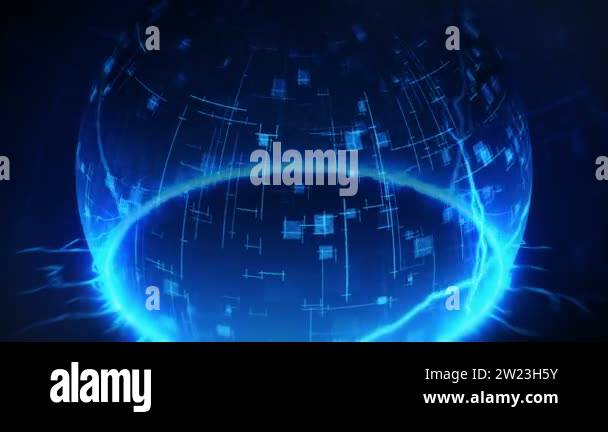 Show digital sphere from cracked ground. Half of sphere shield. Concept ...