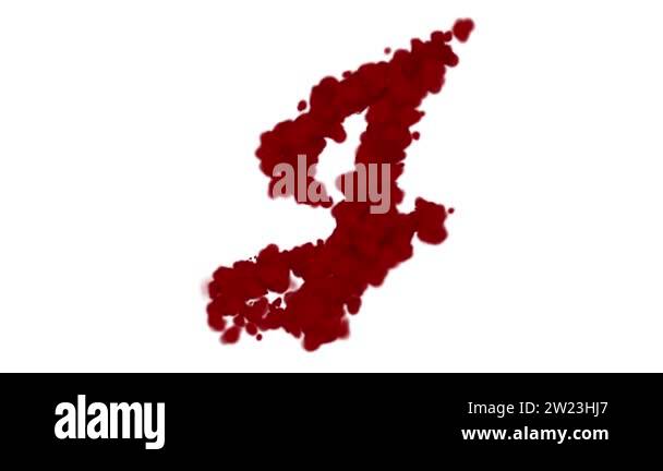 Blood alphabet concept, letter j appears in center and fades away with ...