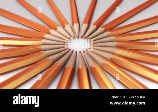 Animation moving of wooden colored pencil on white background ...