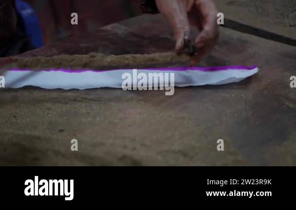 Vietnamese woman produce incense at the old traditional house in ...