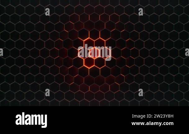 Animation movement of red hexagons with wave movements, honeycomb with offset effect. Red ...