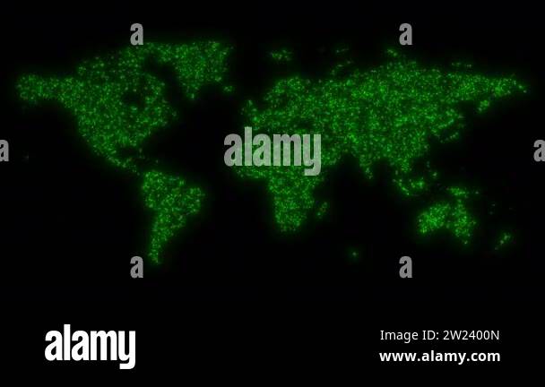 World map from glowing blinking particles. Digital planet Earth ...