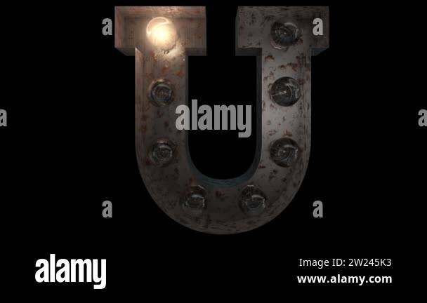 animated rusty steel blinking light bulb letters with 4 light animation ...