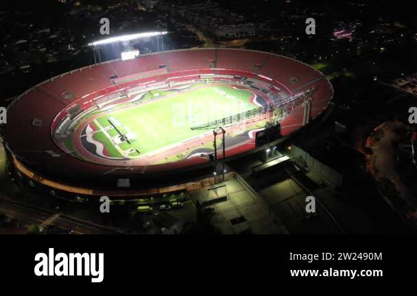 Sao Paulo, Brazil. Morumbi soccer stadium view. Illuminated scene at ...
