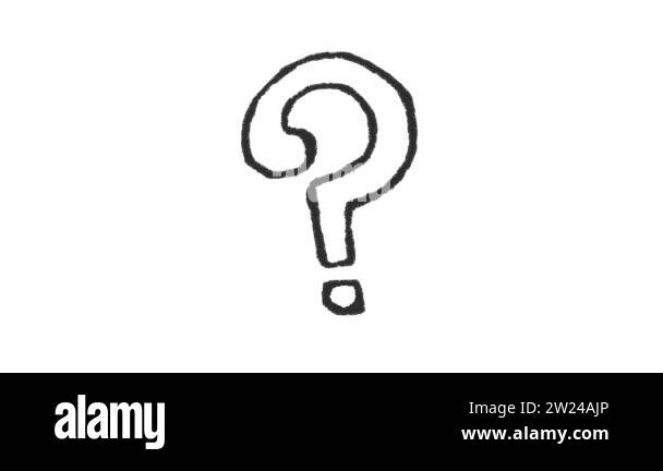 Handmade question mark doodle animation. Pure white background Stock ...