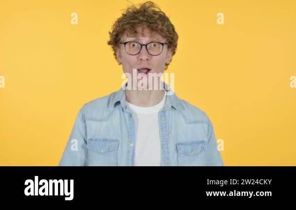 Clapping Redhead Young Man Clapping, Applauding, Yellow Background ...