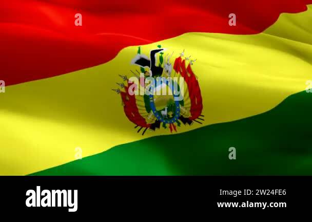 Bolivian flag Closeup 1080p Full HD 1920X1080 footage video waving in ...