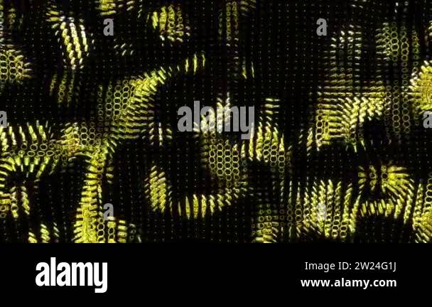 Gold structure digital visual animation. Looped seamless abstract ...