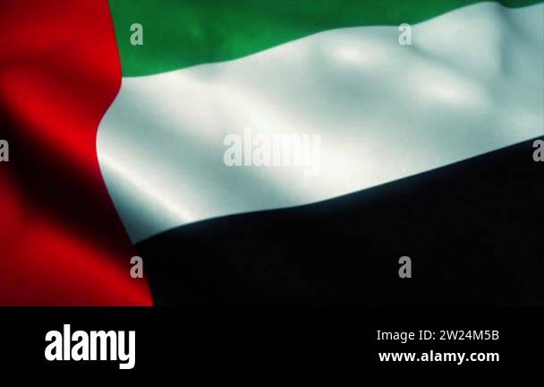United Arab Emirates flag waving in the wind. National flag of United ...