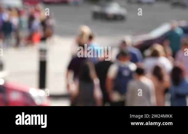 Defocused crowd of people, road intersection crosswalk on The Strip of ...