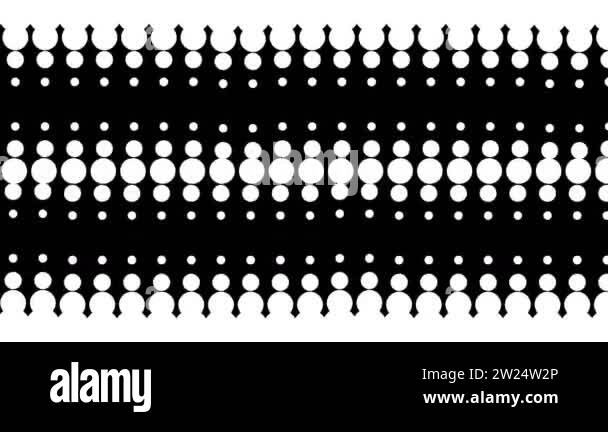 4K Looping dynamic black and white many dot circle changing big and ...