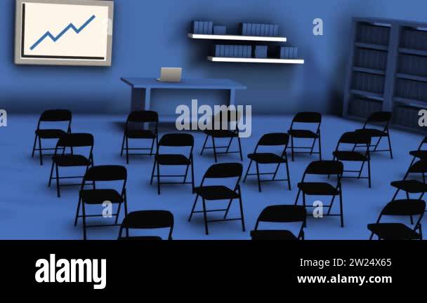 Abstract empty test or exam room of blue color, education concept ...