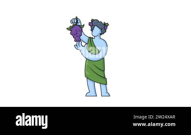 Looping animation of Greek god Dionysus on white background with alpha ...
