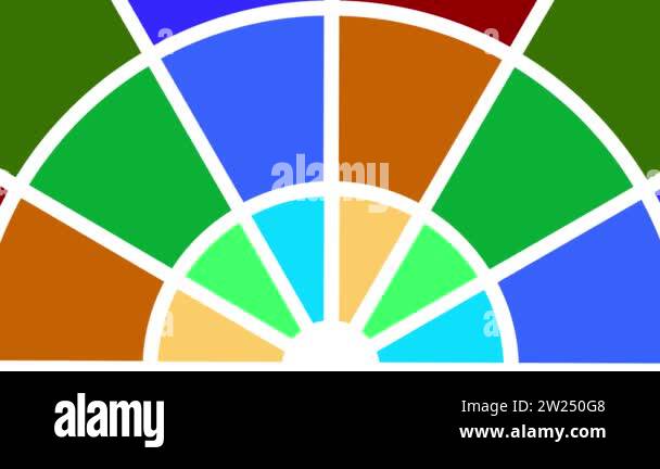 Circular object type fan of various colors that rotates clockwise, with ...