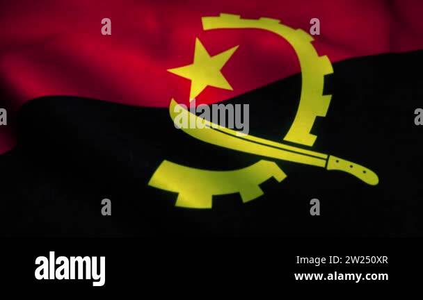 Angola flag waving in the wind. National flag of Angola. Sign of Angola ...