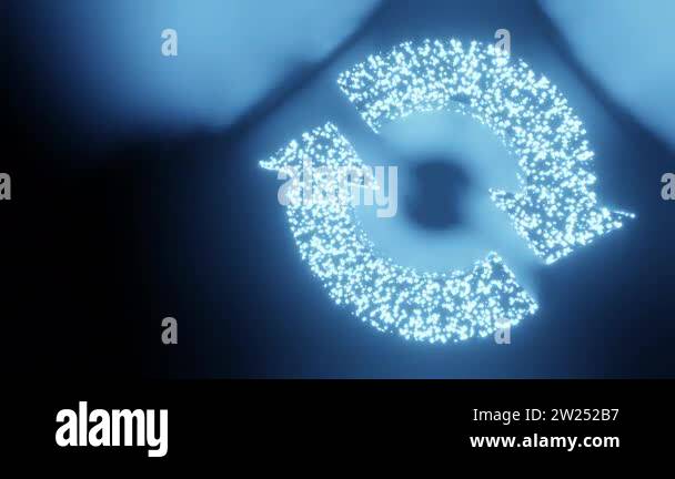 Sync sign and symbol glow futuristic particle 3D rendering cube polygon ...