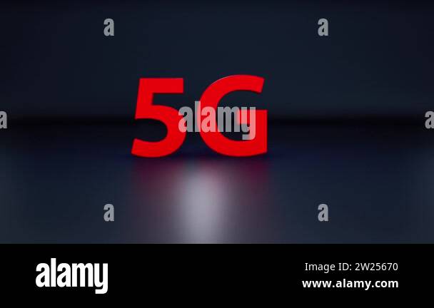 3d 5G word isolated on dark blue background, concept of new technology ...