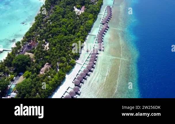 Daytime panorama of exotic bay beach trip by clear lagoon and white ...