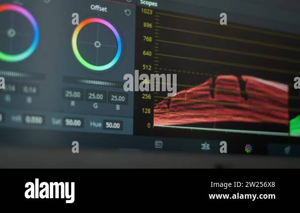The software interface for color grading video in film and television ...