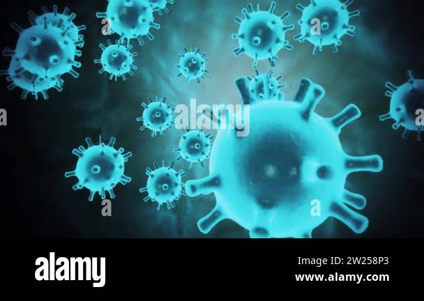 Abstract 3d model of coronavirus 2019-nCoV pathogen cells in infected ...
