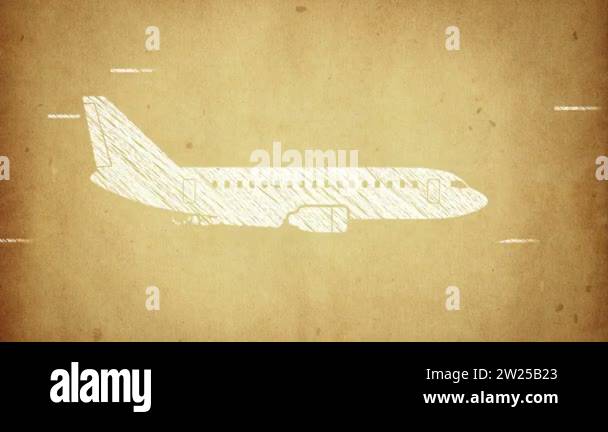 Animation rotation of airplane in flat icon style on colorful ...