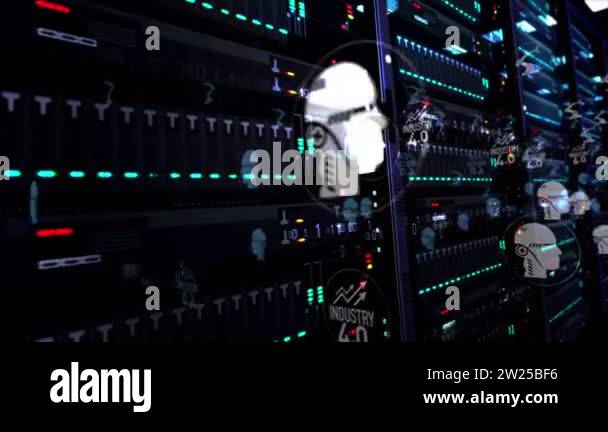 Modern servers room symbols of industry 4.0, innovation, cyber ... Modern servers room symbols of industry 4.0, innovation, cyber ...