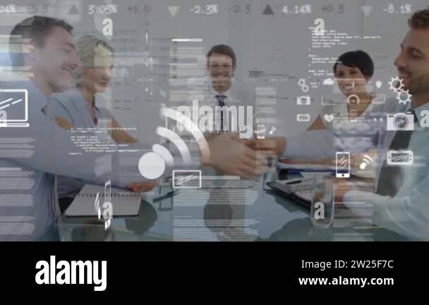 Animation of business data processing with financial growth charts and ...