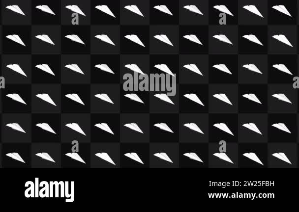 Handmade paper plane collection. Loop animation of flowing white paper ...